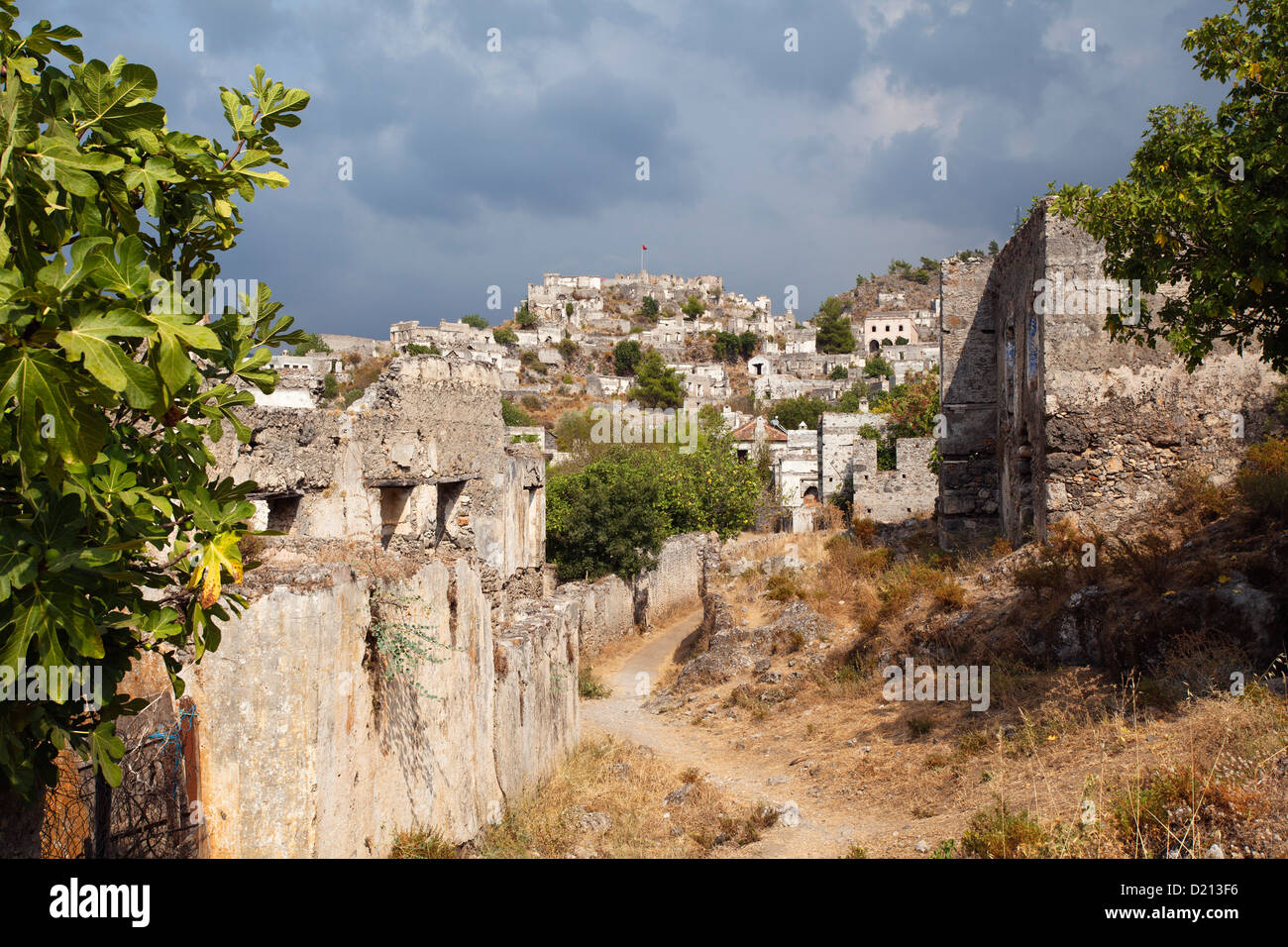 Ghost city Kayakoey, Levissi, lycian coast, Mediterranean Sea, Turkey ...