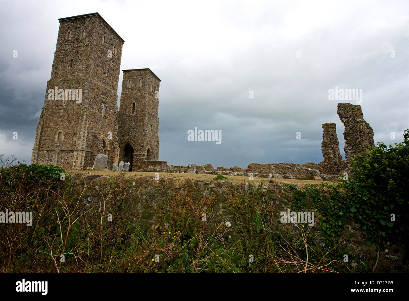 Reculver Towers Roman Fort Kent English Heritage UK Stock Photo - Alamy