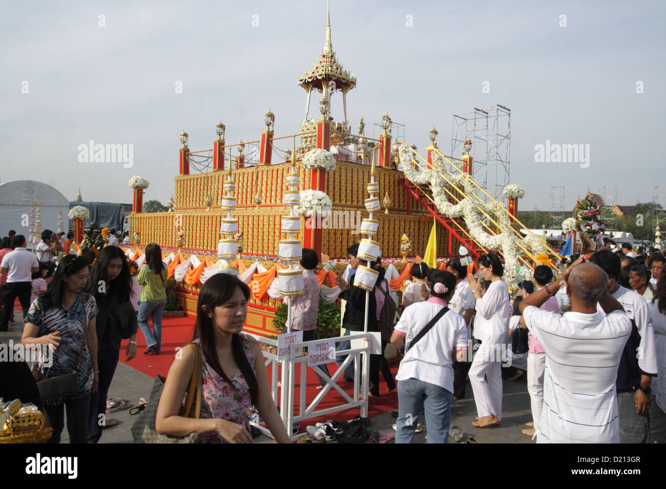 People prays at a shrine during a special merit making ceremony at ...