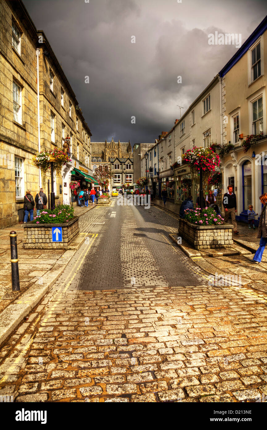 Picturesque shopping street in Truro Cornwall just off Lemon Quay shops ...