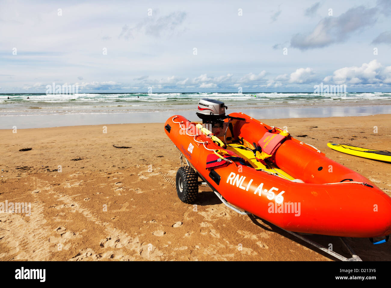 RNLI lifeboat inflatable red for patrolling Perranporth Perrenporth ...