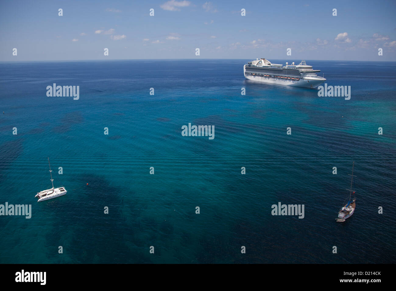 Aerial view of sailboats and cruise ship Crown Princess (Princess ...