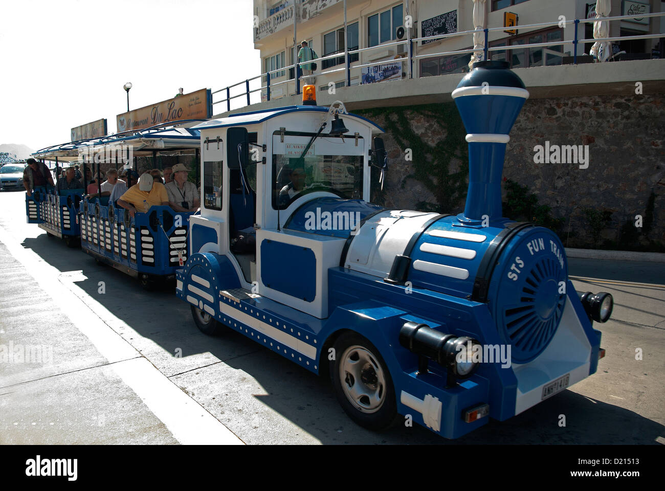 Aghios Nikolaos, Little blue train takes passengers for tour of the ...