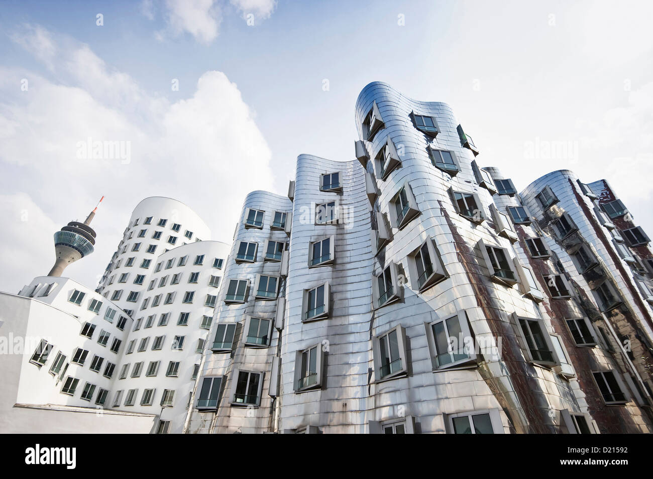 Television tower and buildings designed by Frank Gehry, Duesseldorf ...