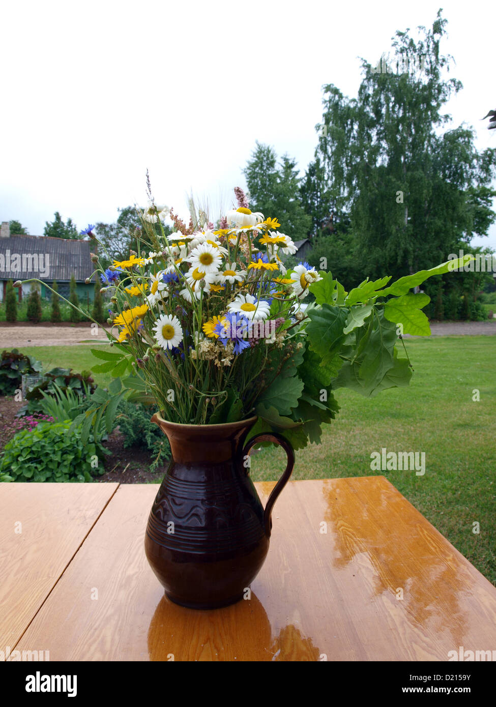 Midsummer day bouquet from different wild country flowers Stock Photo ...
