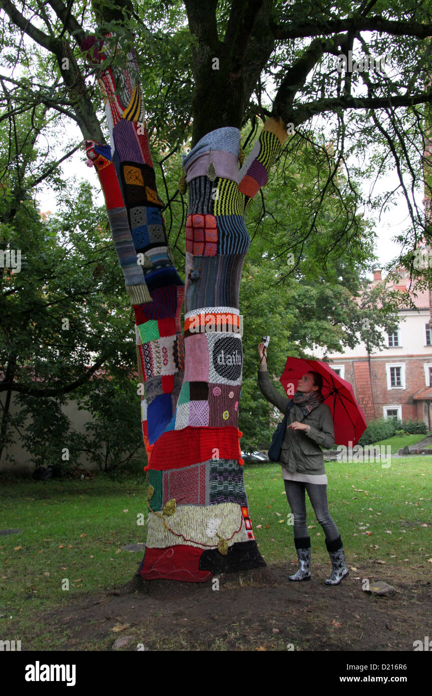 Urban Knitting in Vilnius Stock Photo - Alamy