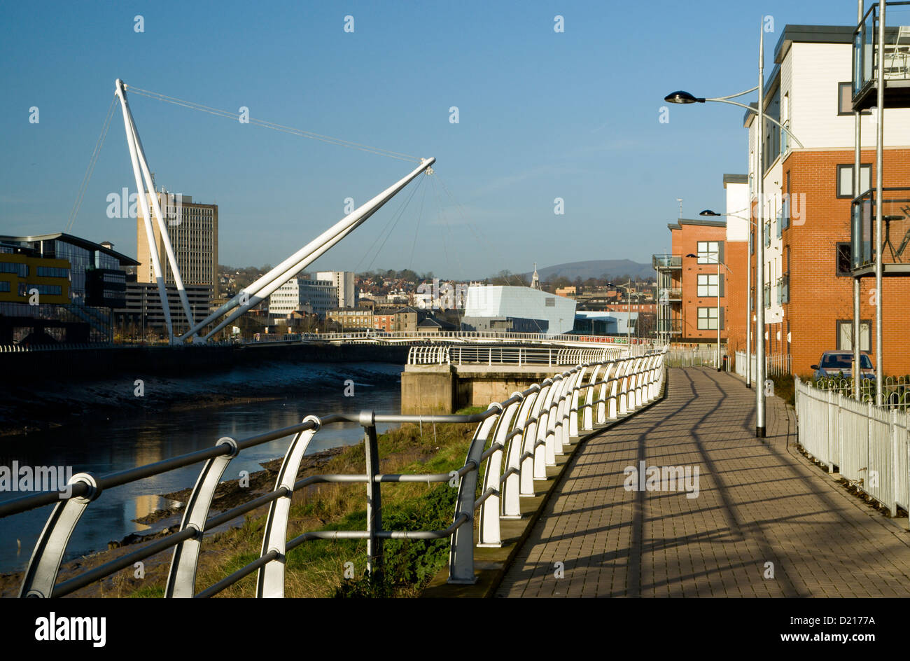 newport city footbridge newport monmouthshire wales uk Stock Photo - Alamy