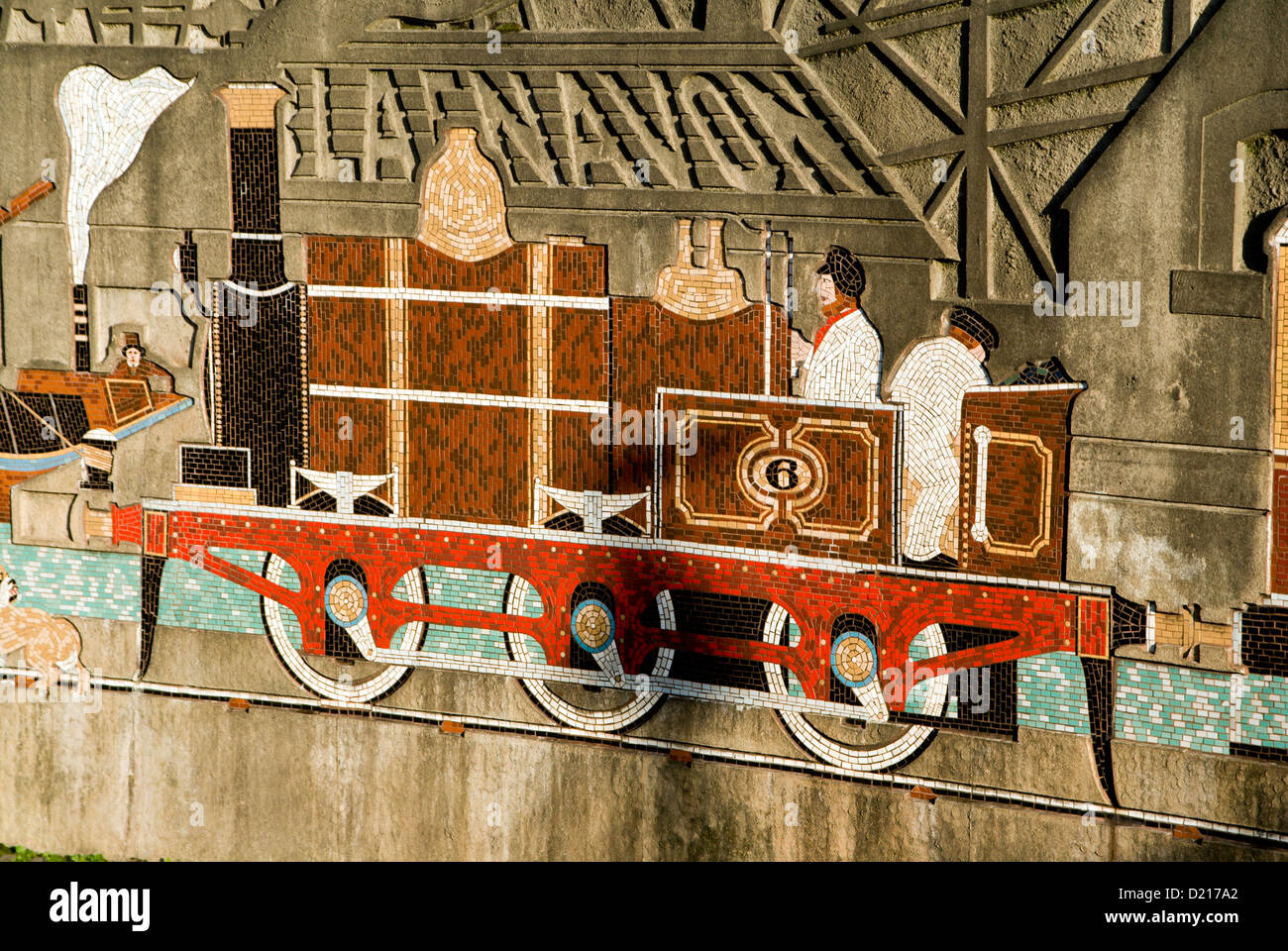 Mural showing the history of the industrial revolution in Newport and ...