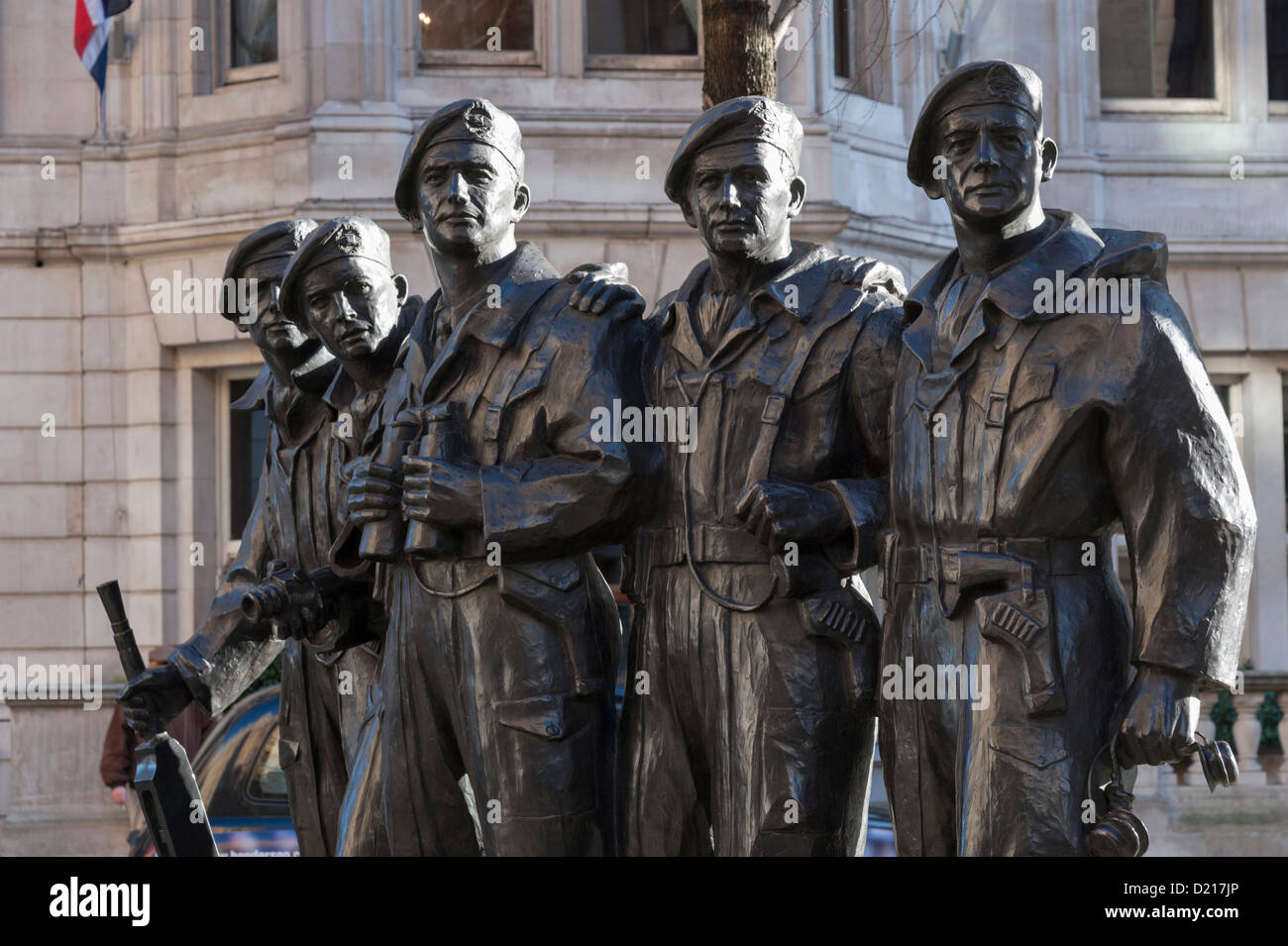 Tank regiment War memorial statue with five soldiers at the junction of ...