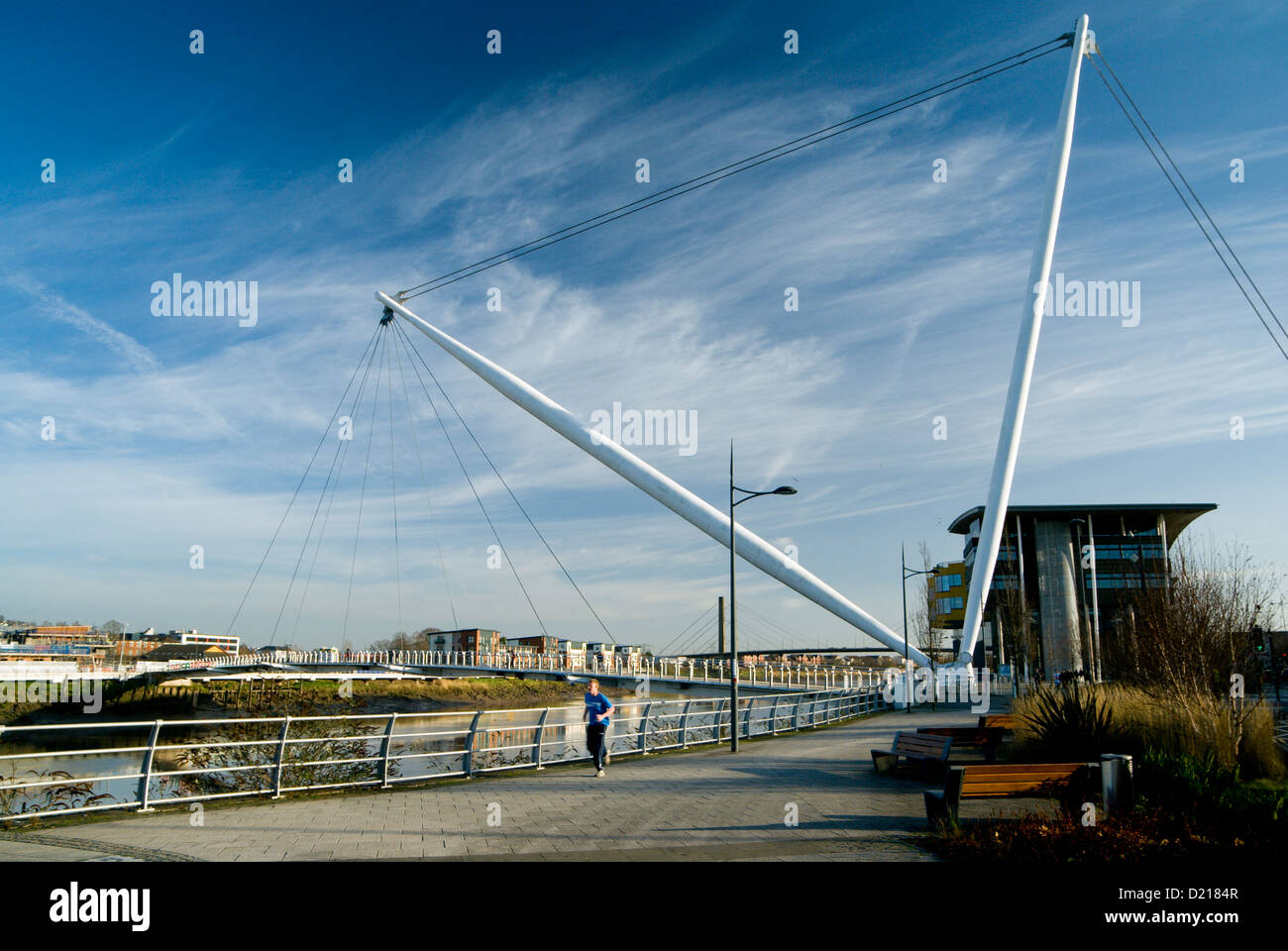 newport city footbridge newport monmouthshire wales uk Stock Photo - Alamy