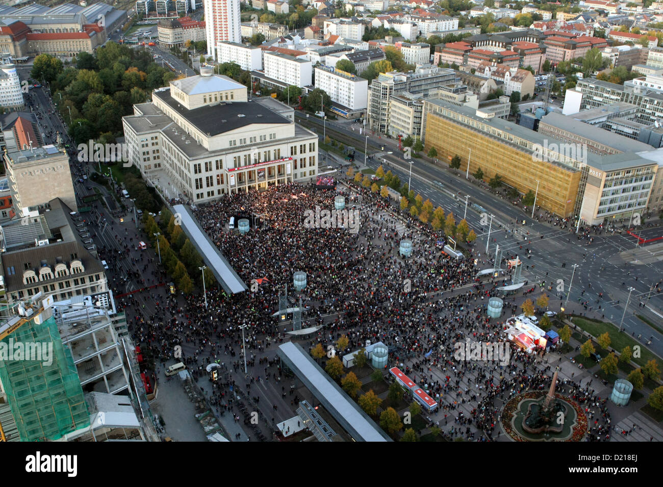 Leipzig, Germany, the crowd at the August place to Festival of Lights ...