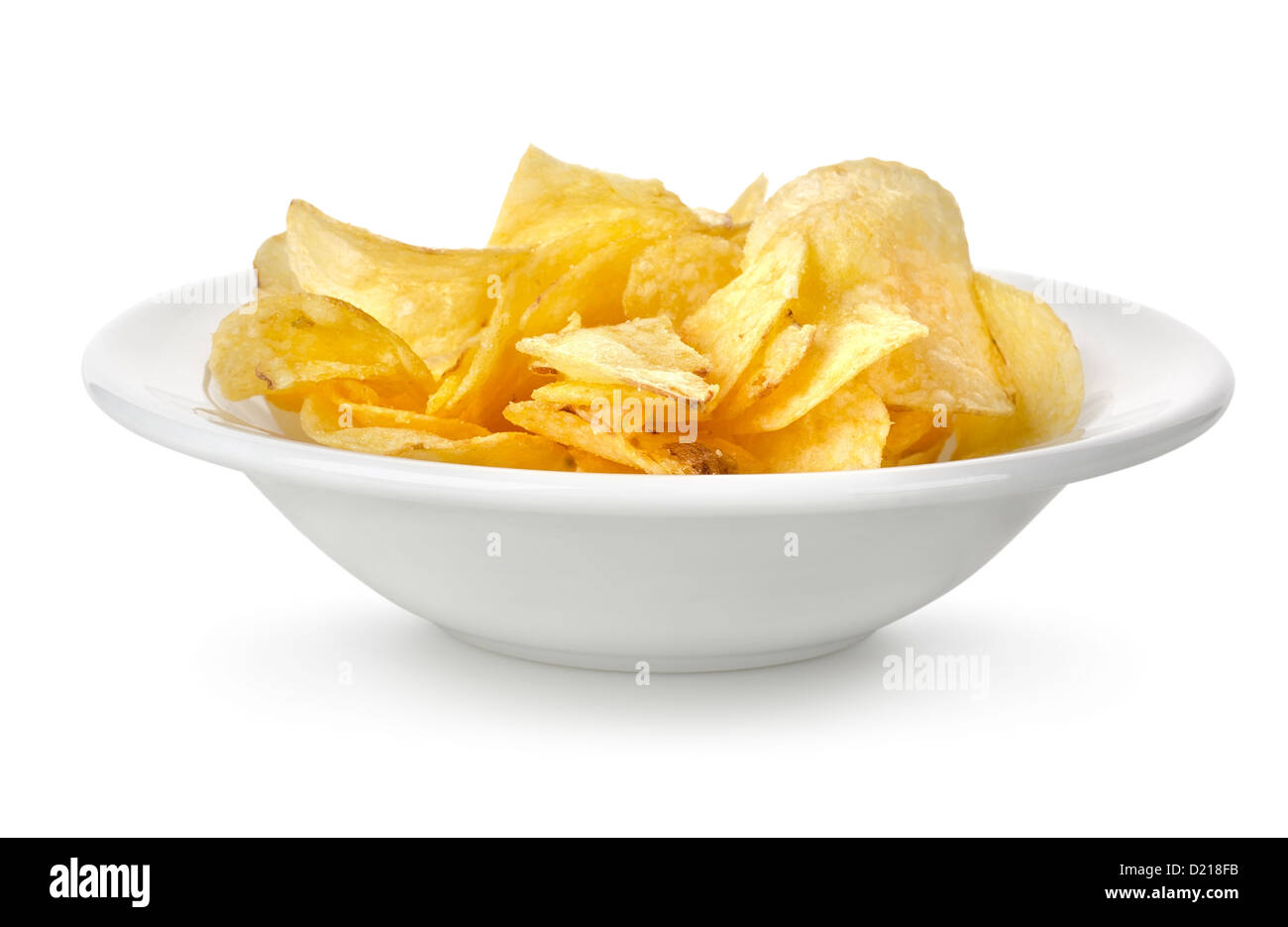 Chips in a plate isolated on white background Stock Photo - Alamy