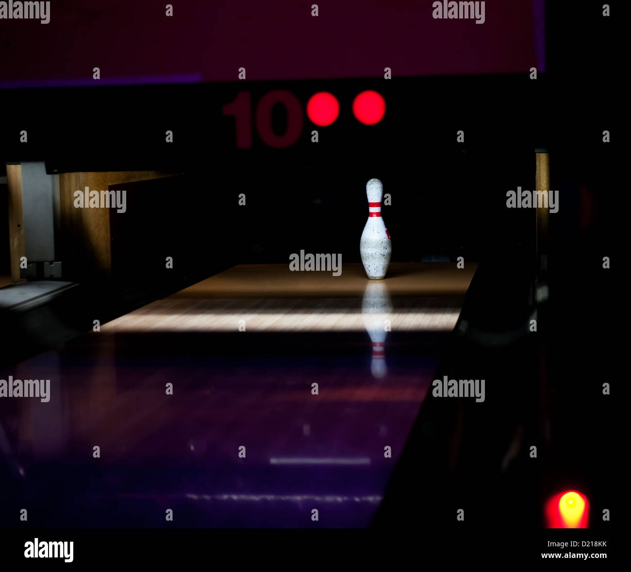 One bowl left in bowling lane Stock Photo - Alamy