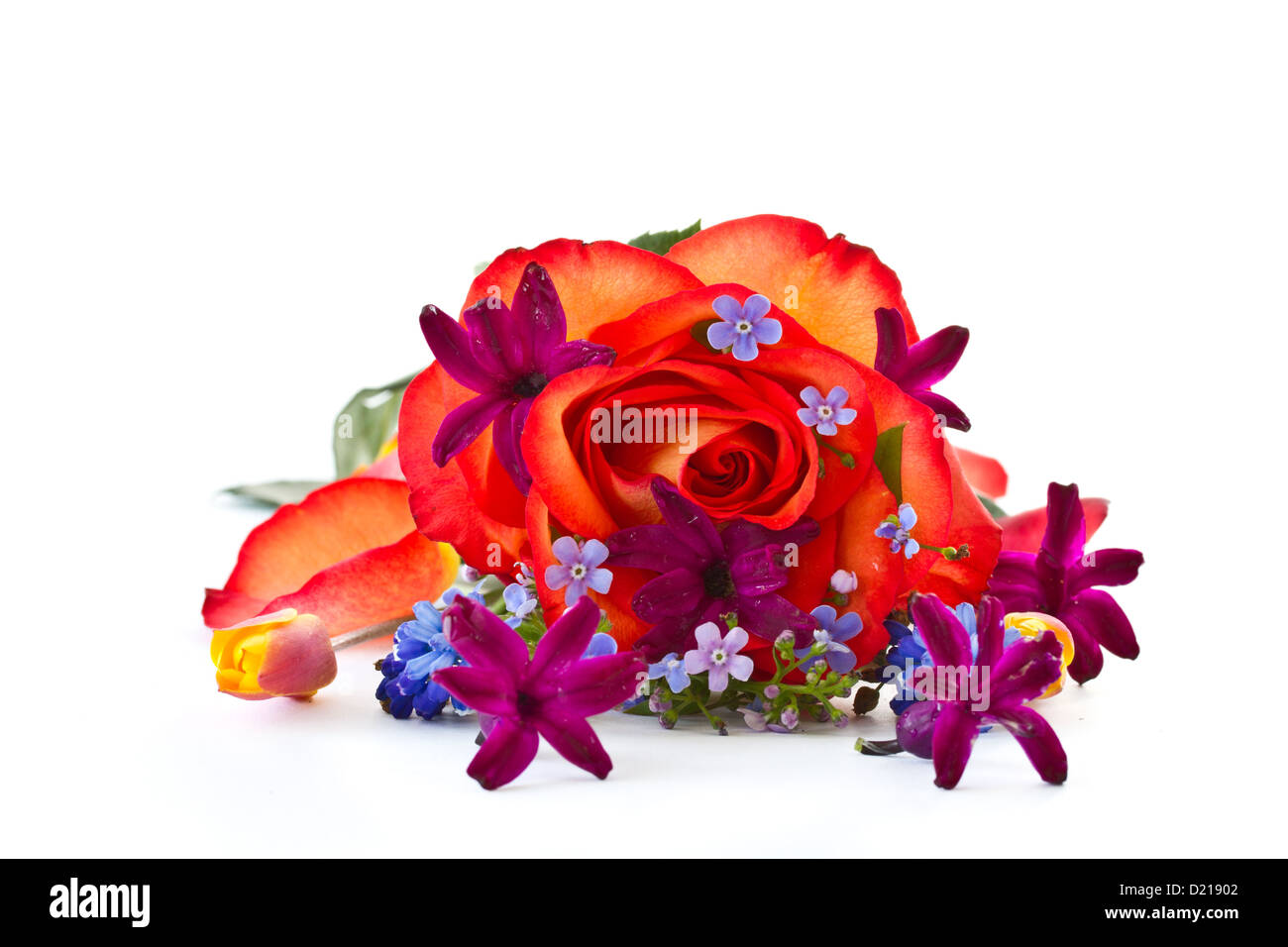 bright bouquet of roses and spring flowers Stock Photo - Alamy
