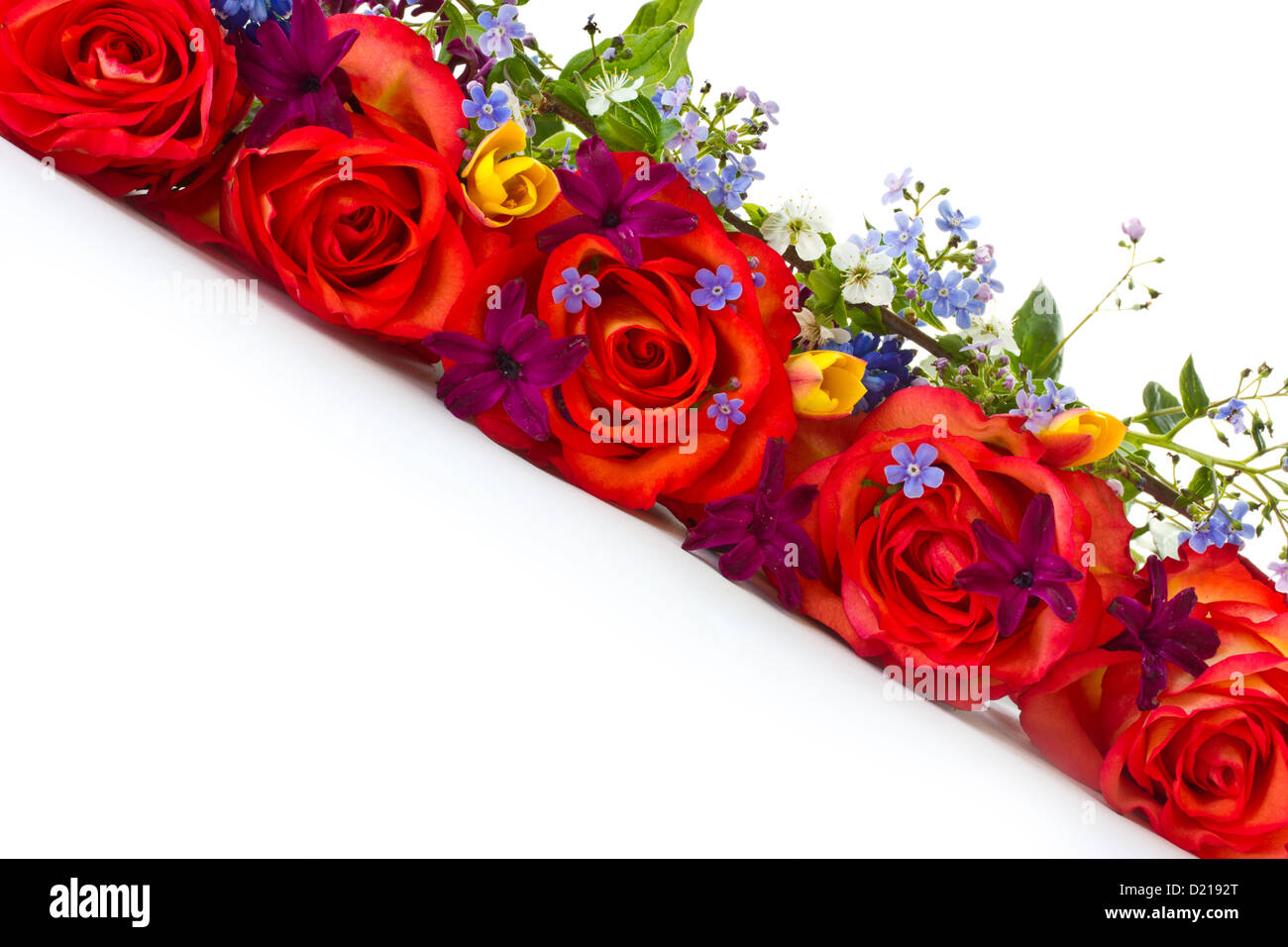 bright bouquet of roses and spring flowers Stock Photo - Alamy