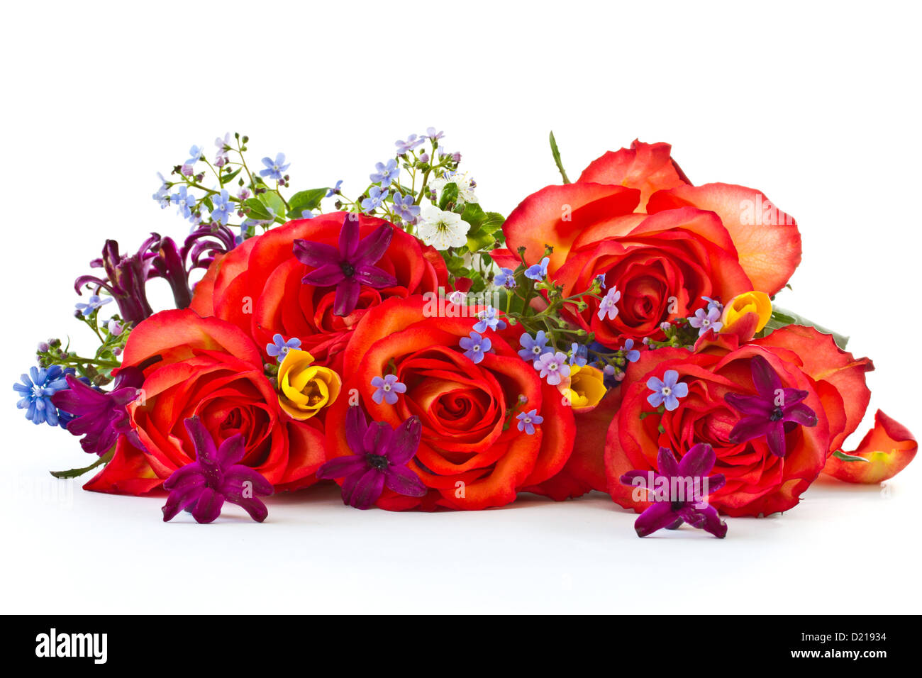 bright bouquet of roses and spring flowers Stock Photo - Alamy