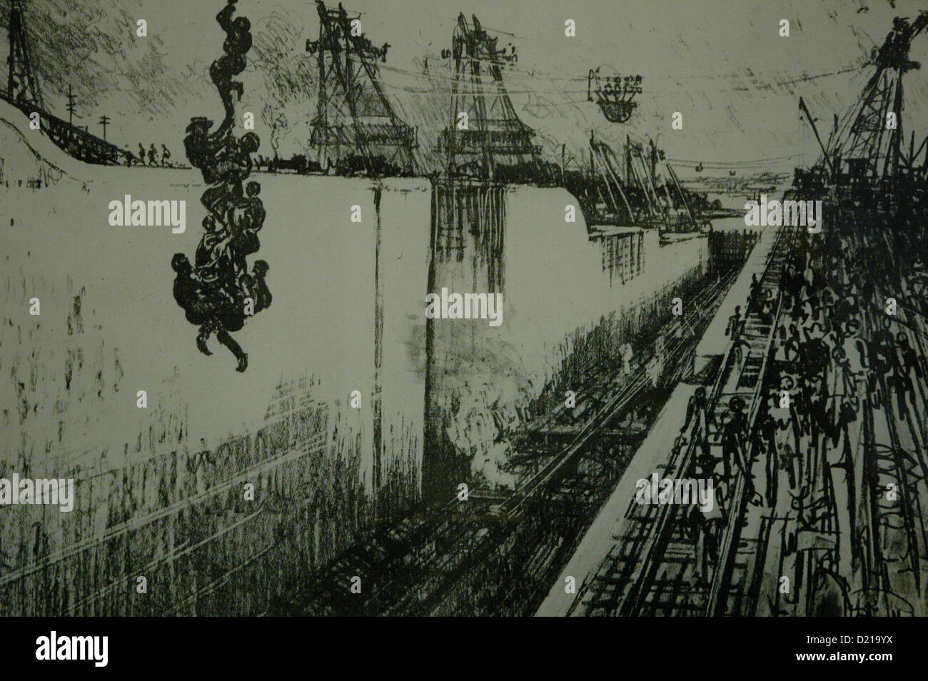 Canal de Panamá (Panama): drawing depicting the works to build the ...