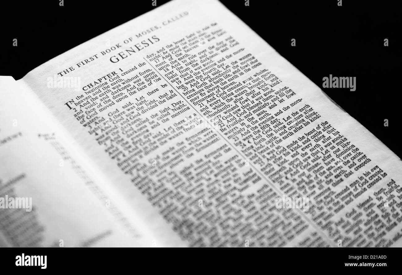 Genesis Chapter 1 of the Holy Bible Stock Photo - Alamy