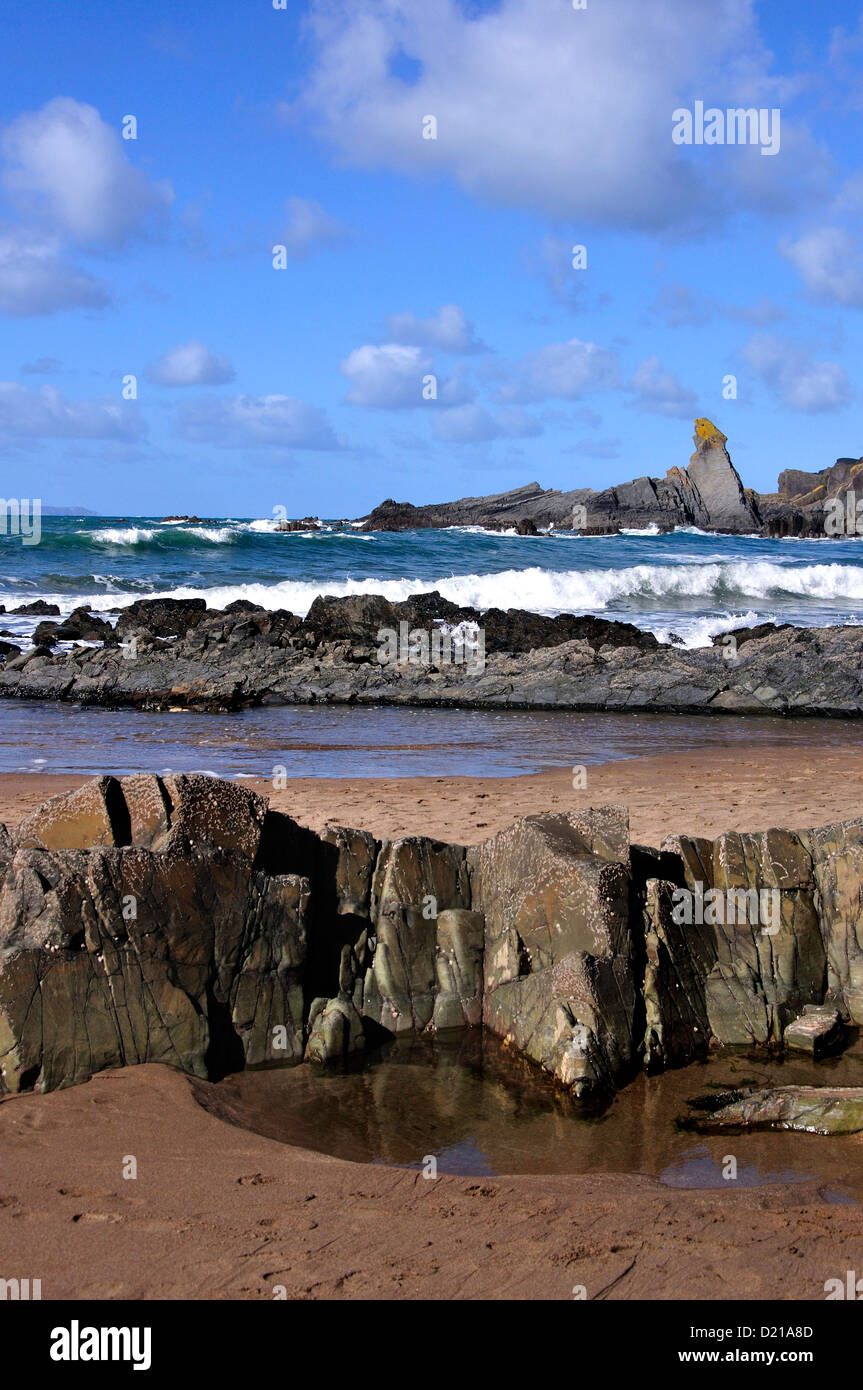 Rocks and sea at Warren Beach, Hartland Quay, Devon, UK September 2012 ...