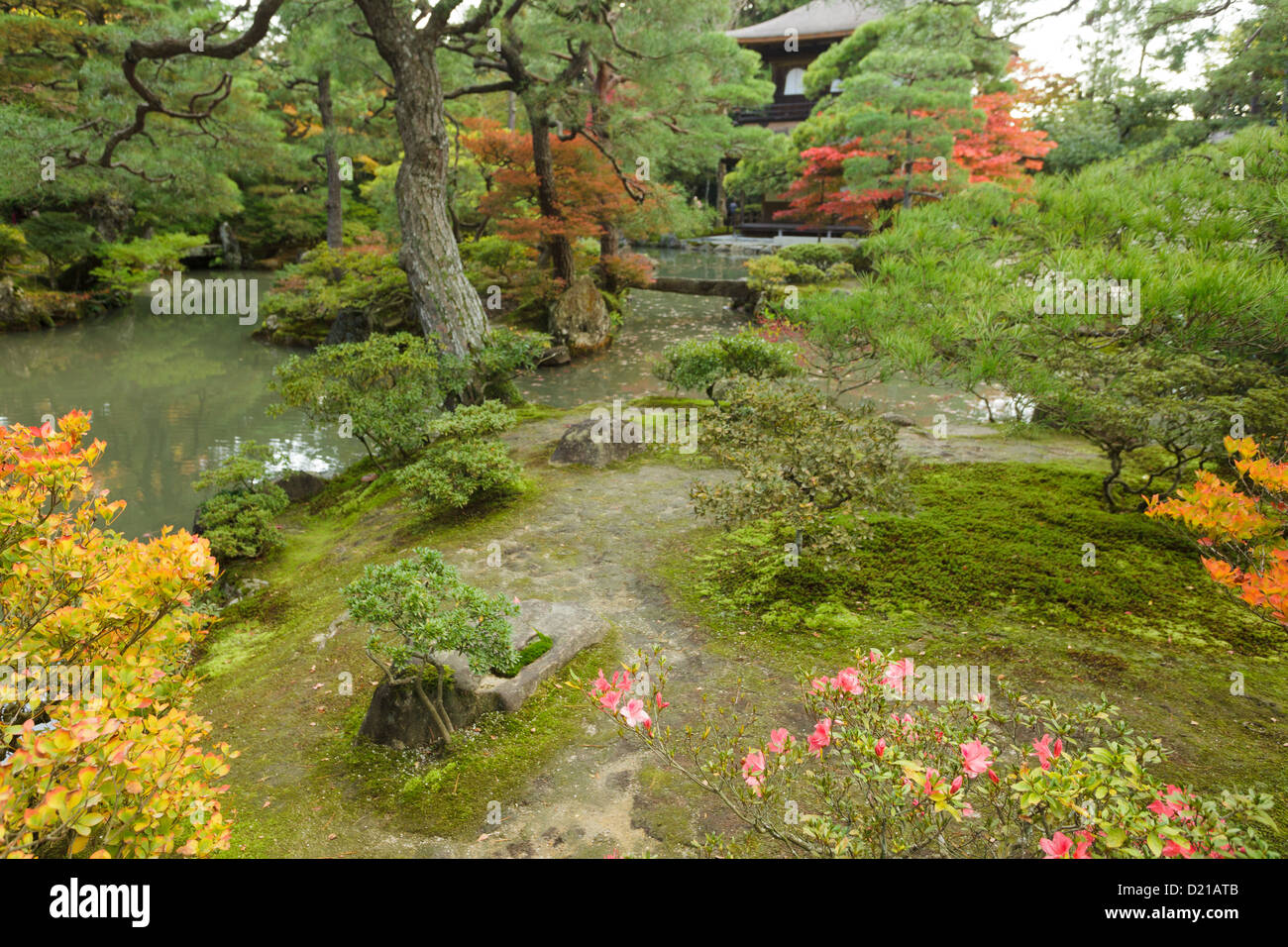 Japanese traditional garden in Ginkakuji silver temple, Kyoto, Japan ...