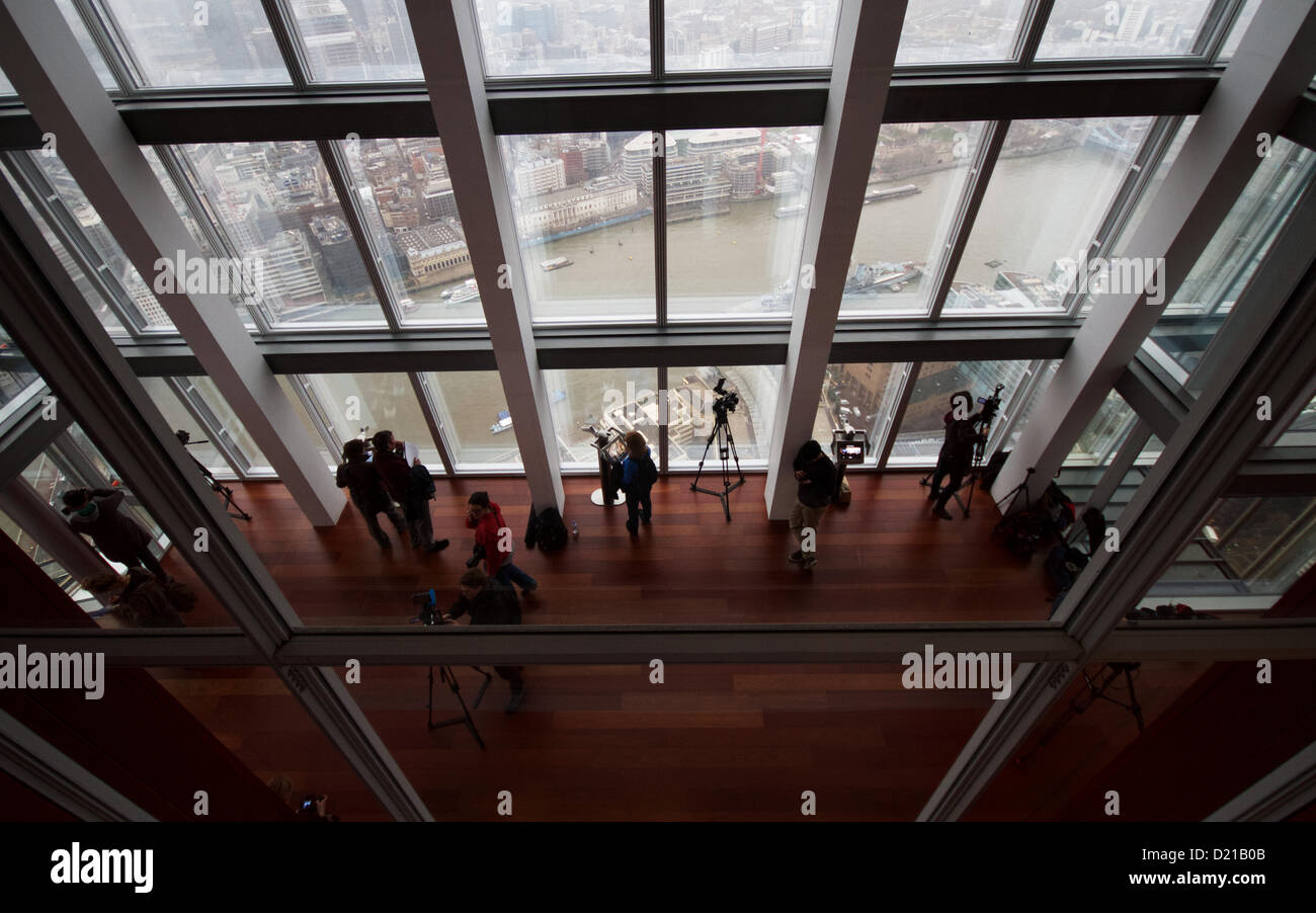 London, UK. 09 January 2013. An overhead view of the viewing gallery at ...