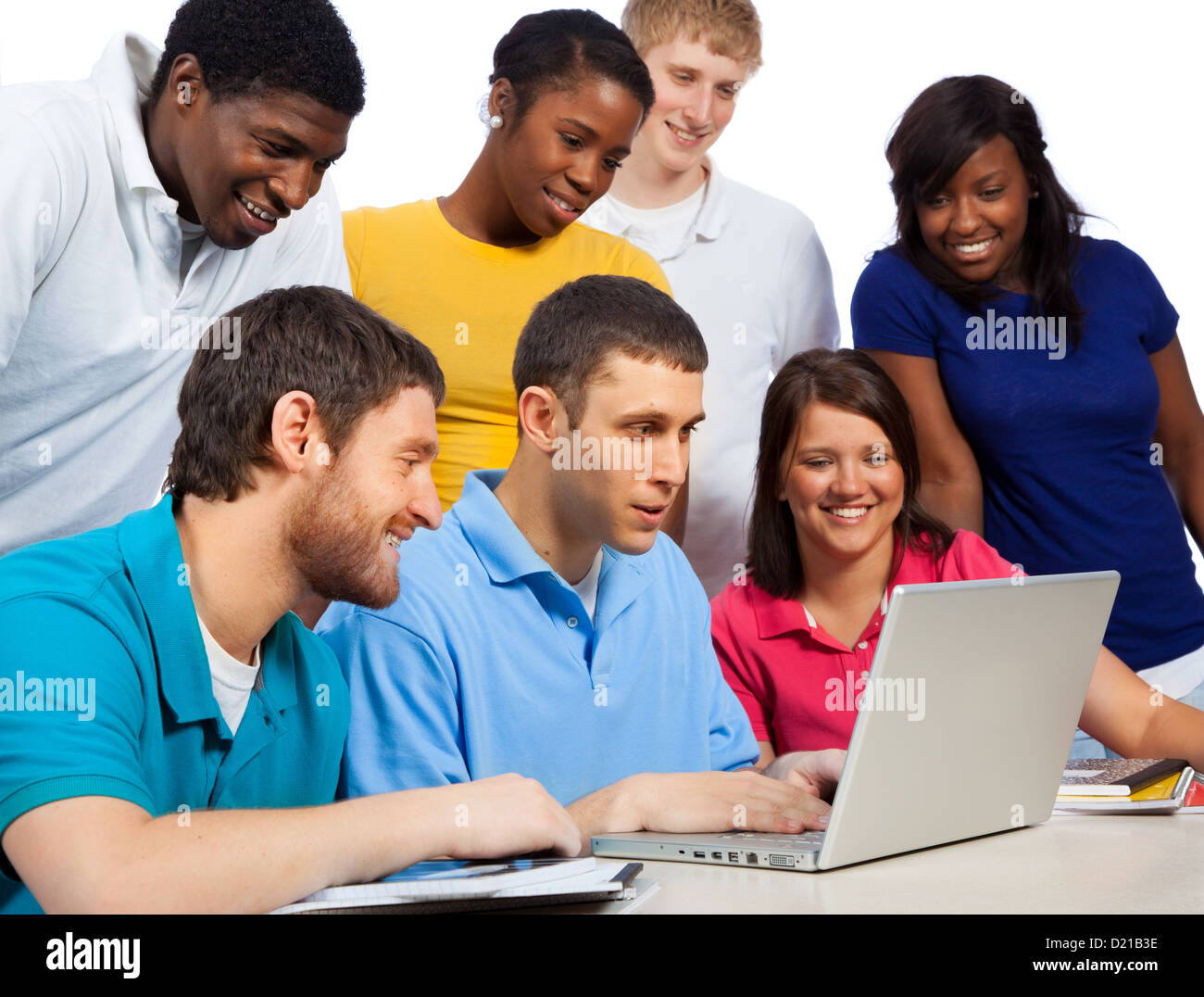 Group young students around laptop hi-res stock photography and images ...