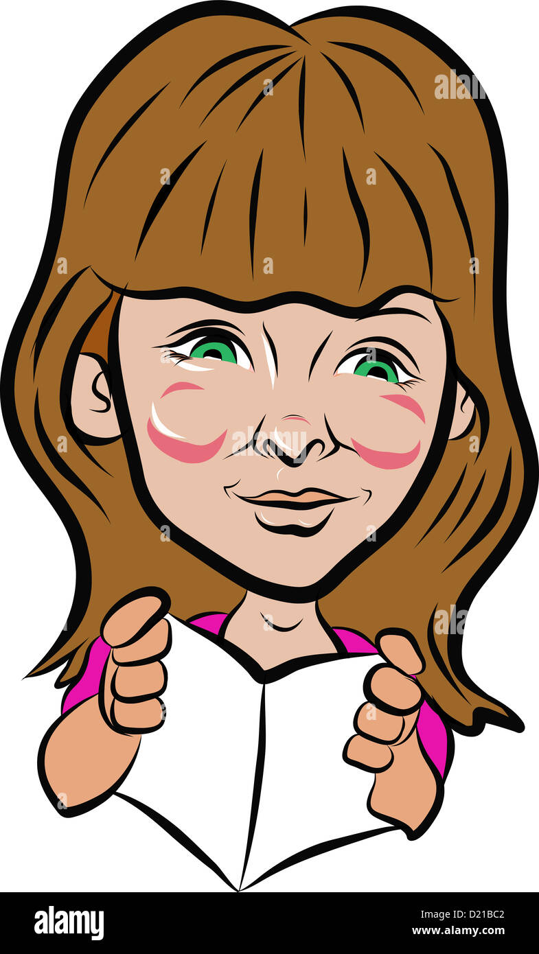 little girl reading a card Stock Photo - Alamy