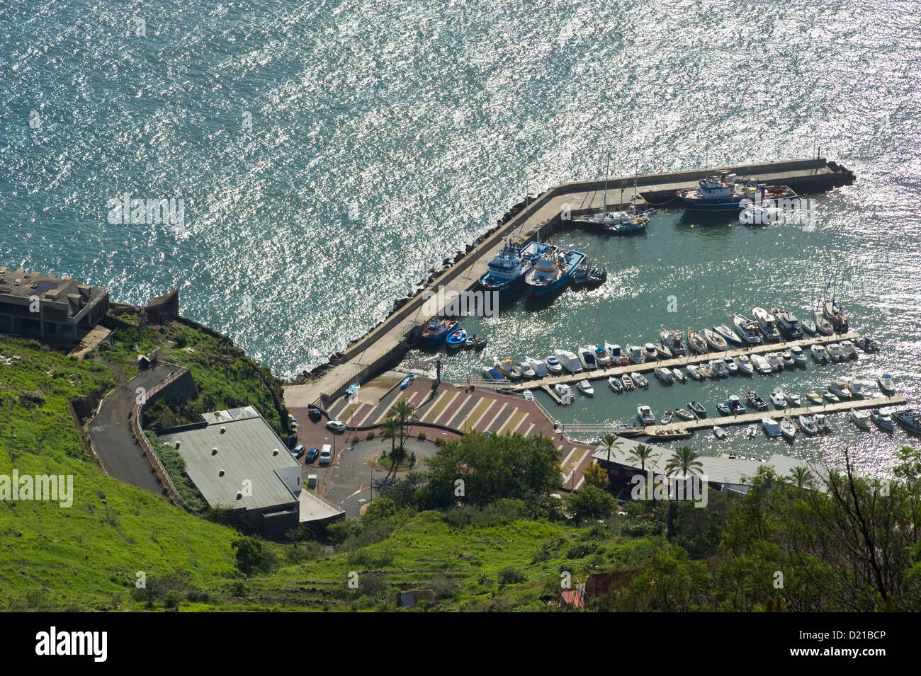 Northeastern part of the island of Madeira, Machico town and harbor ...
