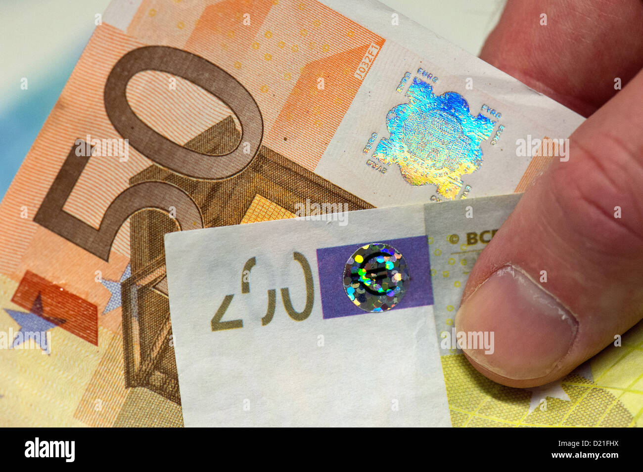 Seized counterfeit euro banknotes are pictured at the German Bundesbank ...