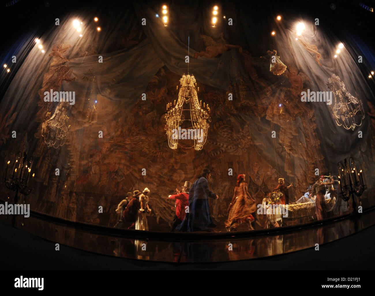 Artists of the Cirque du Soleil performs on stage during the new show ...