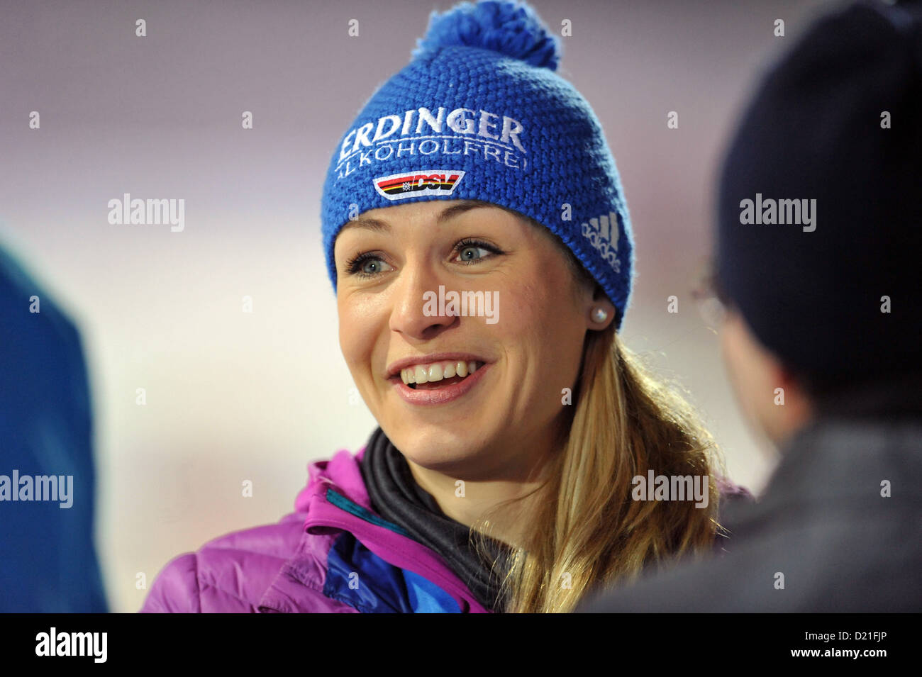 Former German biathlete Magdalena Neuner attends the women's relay ...