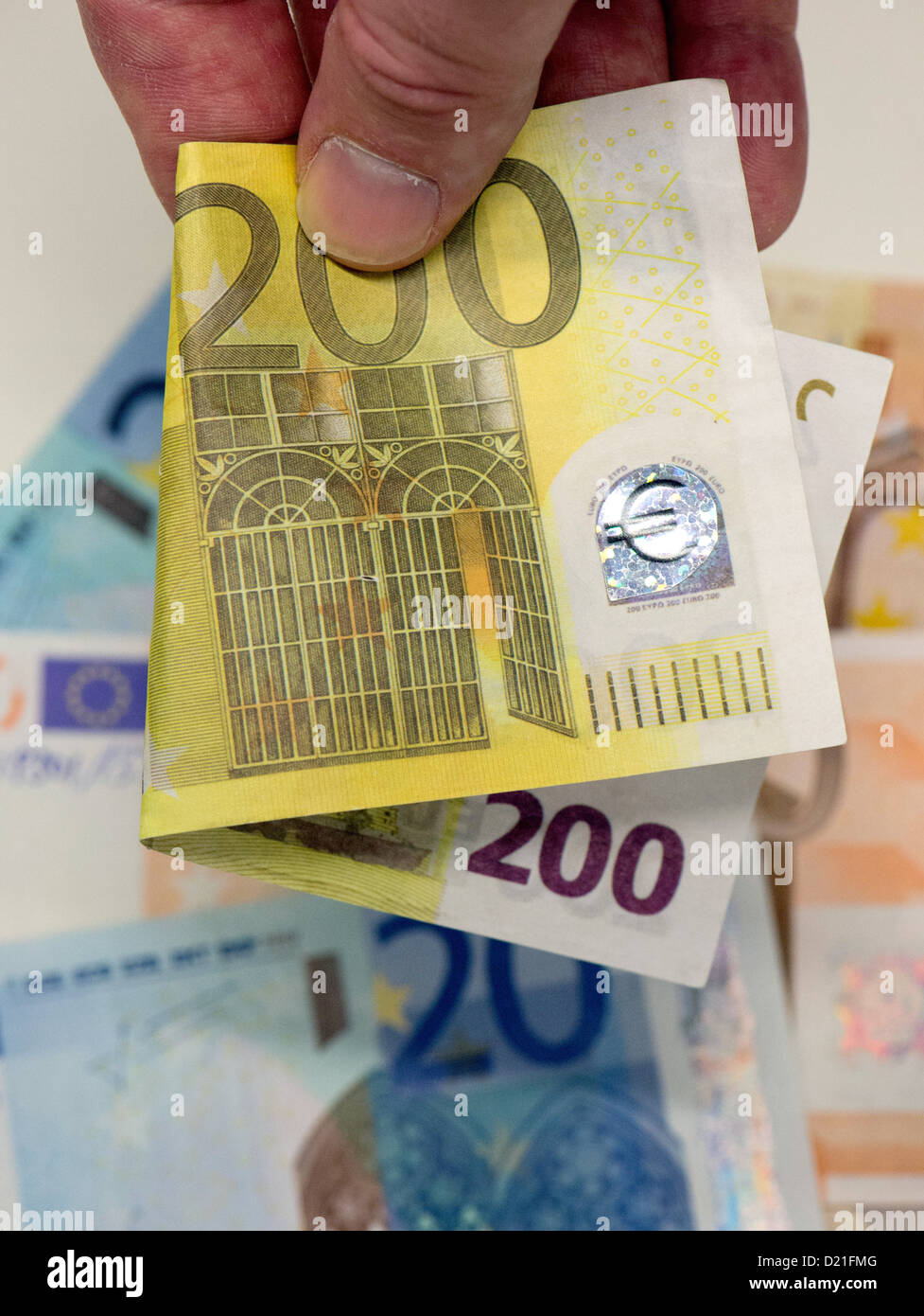 Seized counterfeit euro banknotes are pictured at the German Bundesbank ...