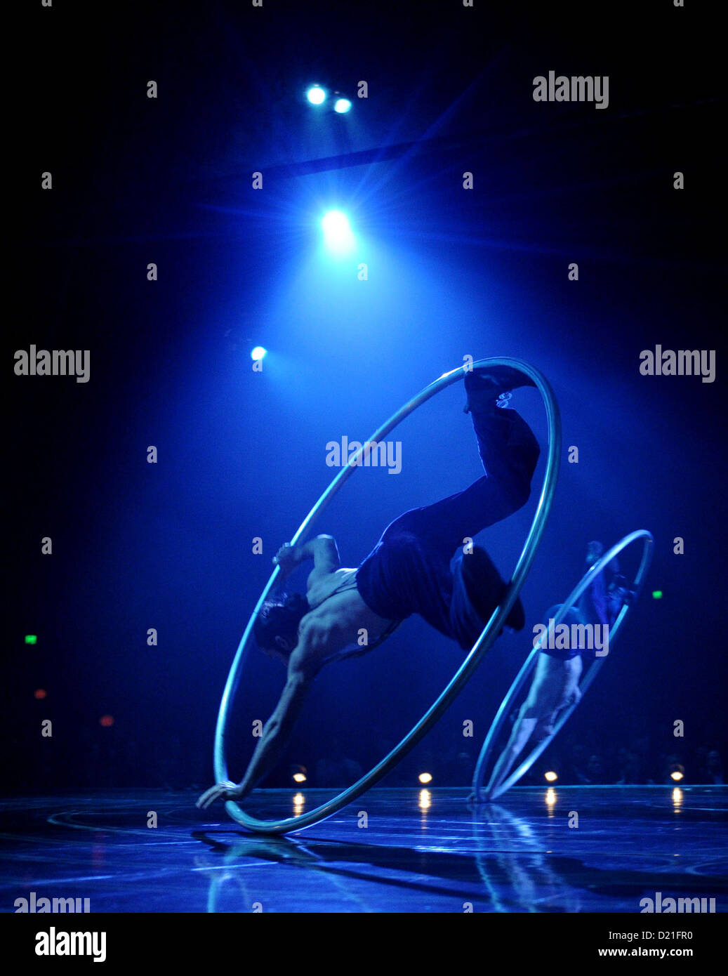 Artists of the Cirque du Soleil performs on stage during the new show ...