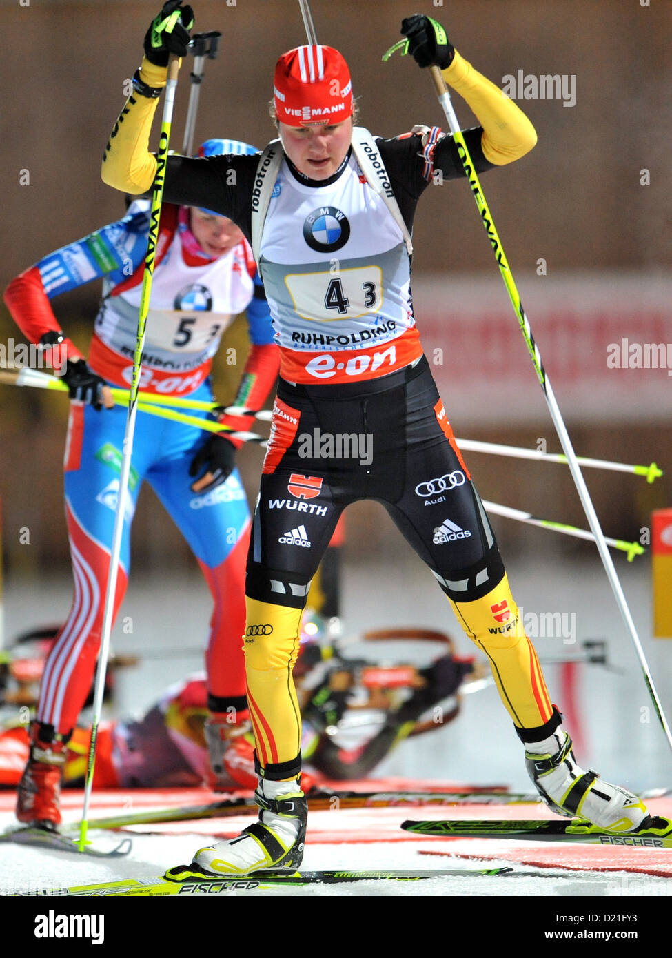 German biathlete Tina Bachmann in action during the women's relay event ...
