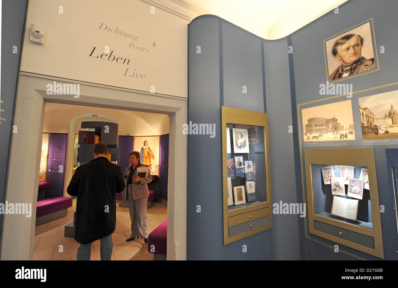 Journalists look at the exhibition rooms of the new Richard Wagner ...