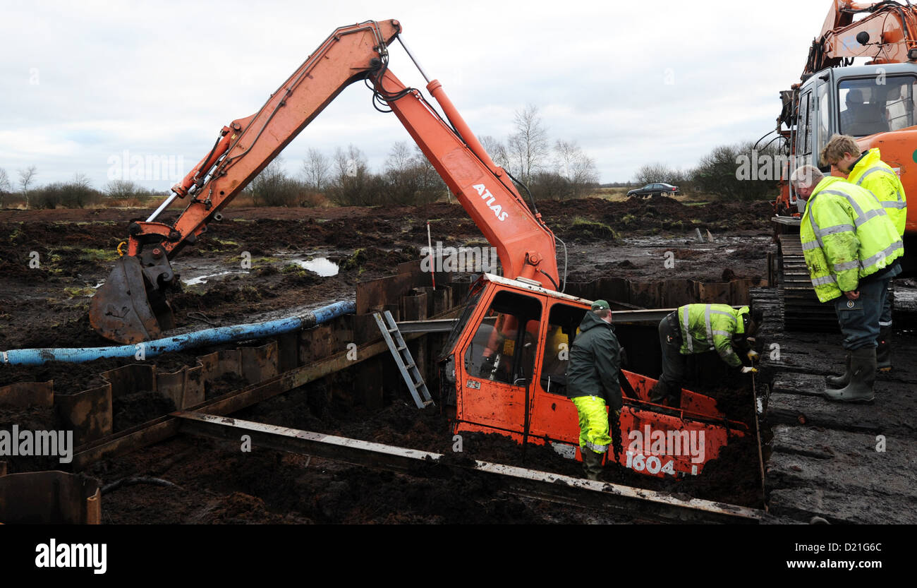 A digger is stuck deep in the Koenigsmoor bog near Christiansholm ...