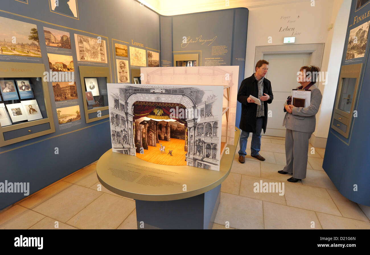Journalists look at the exhibition rooms of the new Richard Wagner ...
