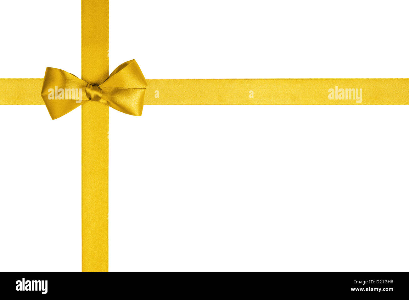 composition with yellow ribbons and a simple bow isolated on white ...