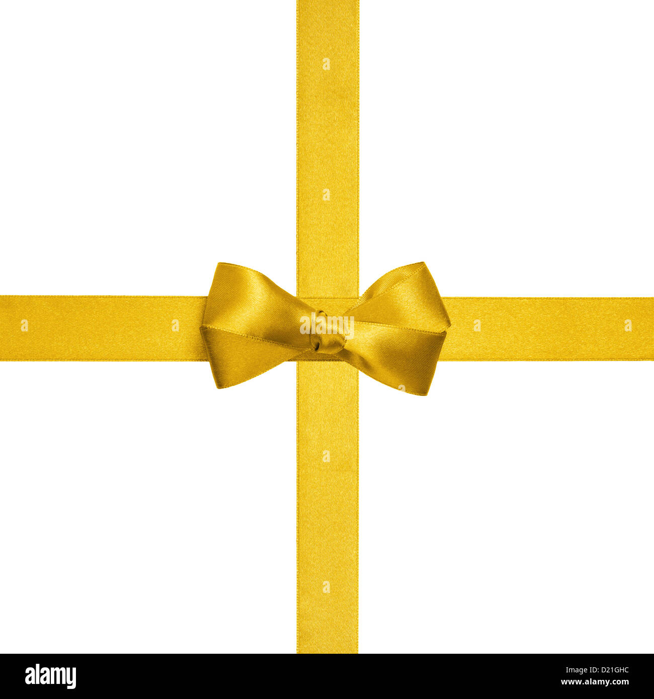square with yellow ribbons and a simple bow isolated on white Stock ...