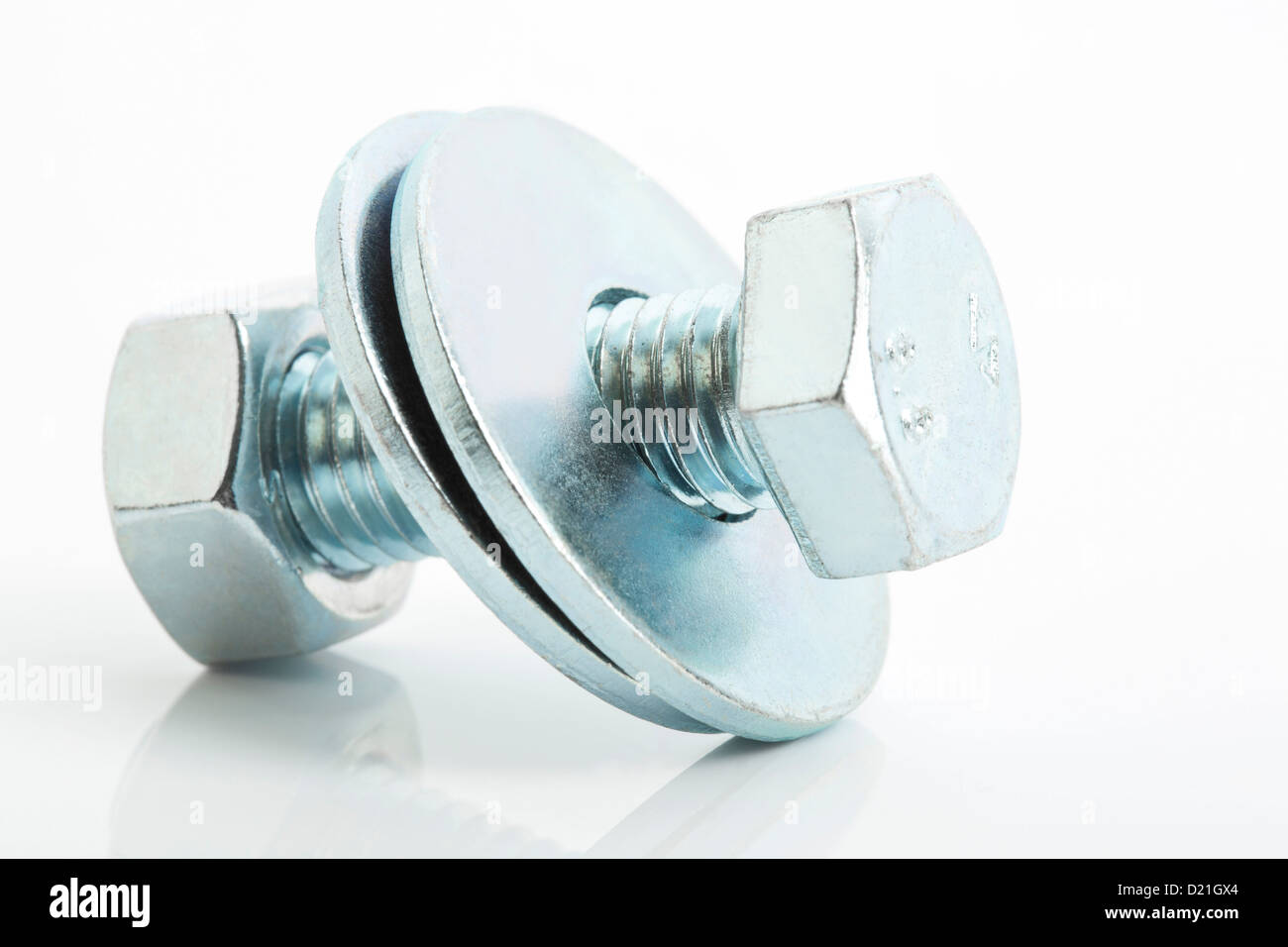 Screw with nut on white background, close up Stock Photo - Alamy