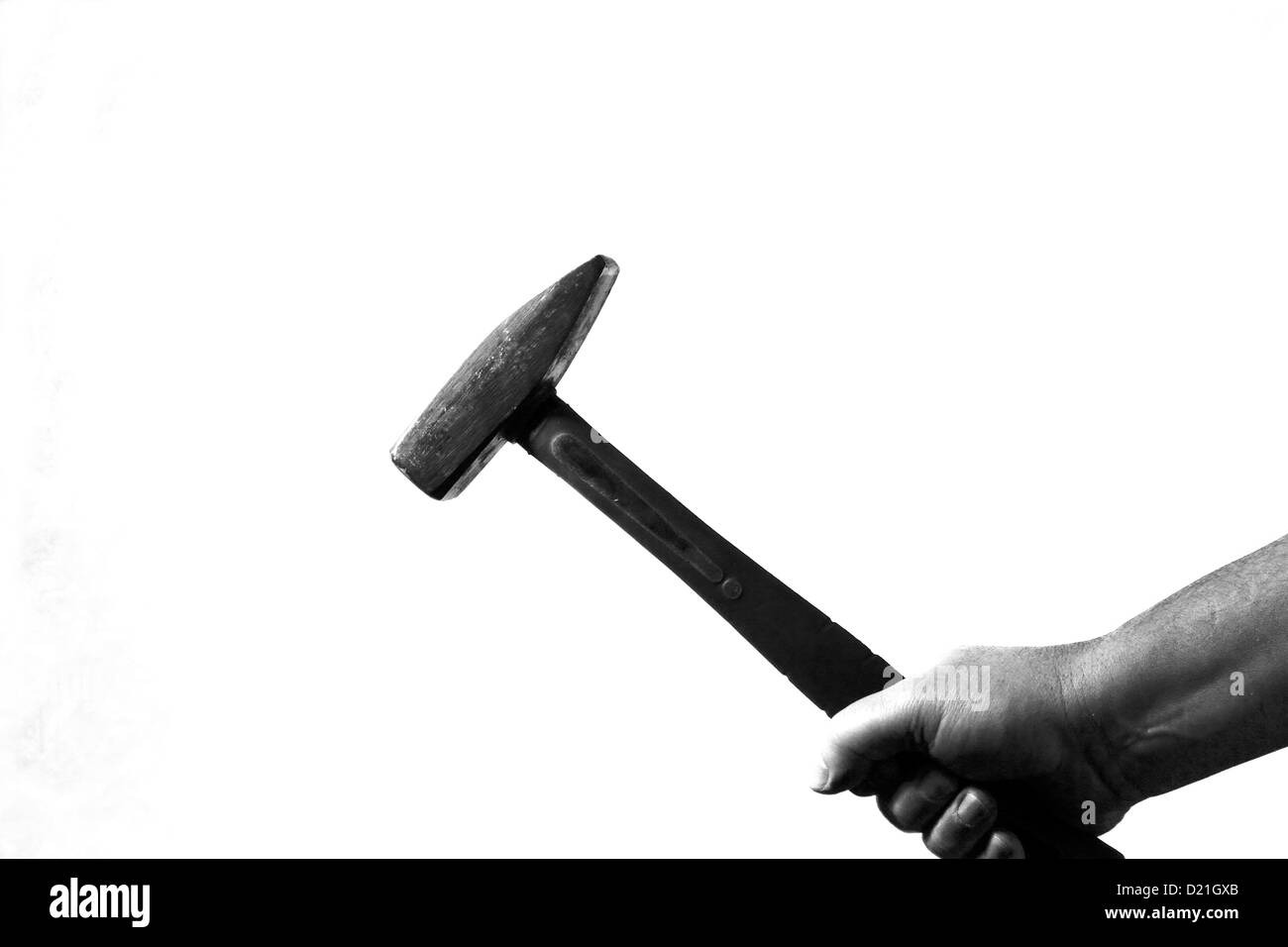 Builder man hand holding Black and White Stock Photos & Images - Alamy