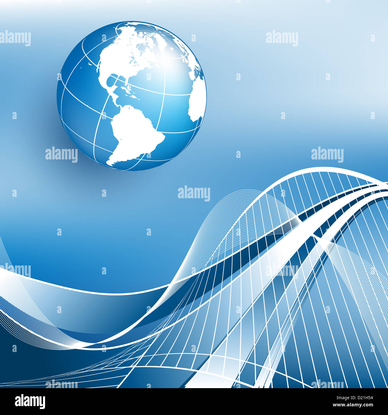 abstract blue background with globe and lines Stock Photo - Alamy