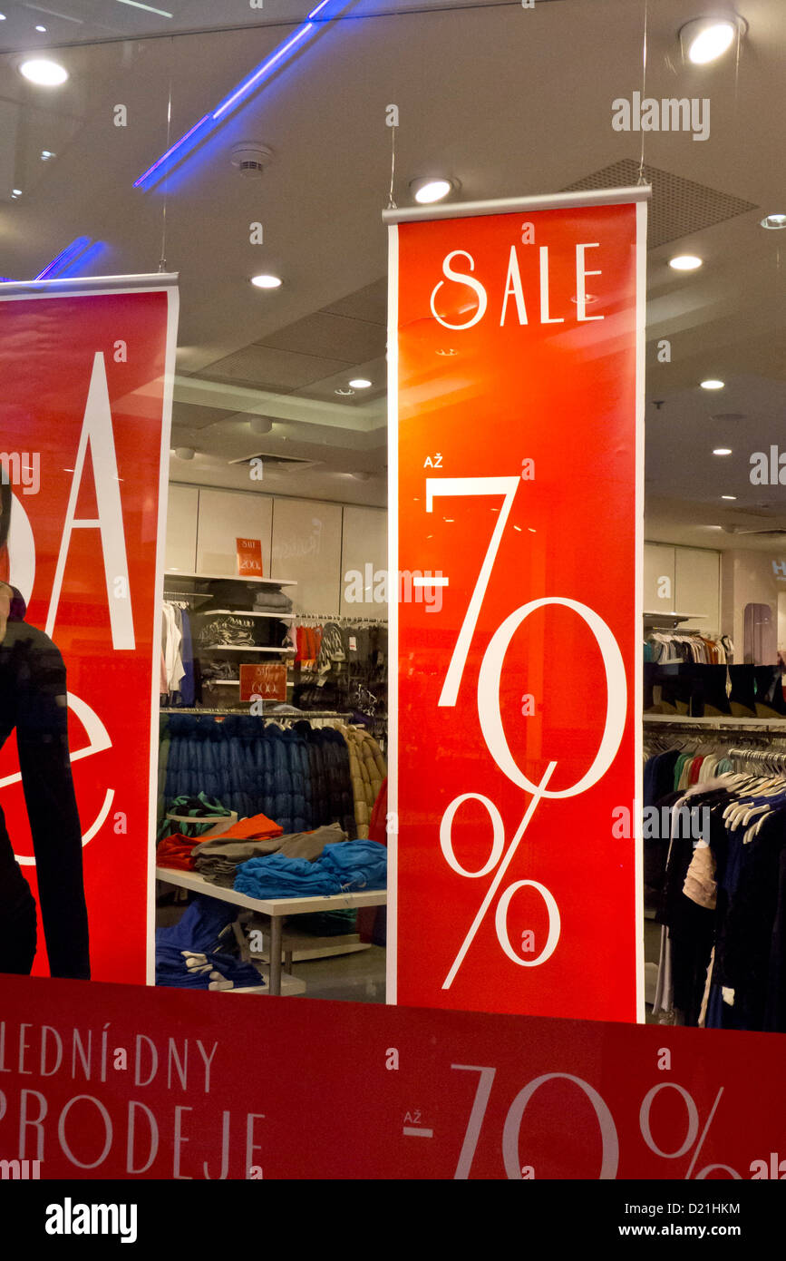 sale signs in shop Stock Photo - Alamy