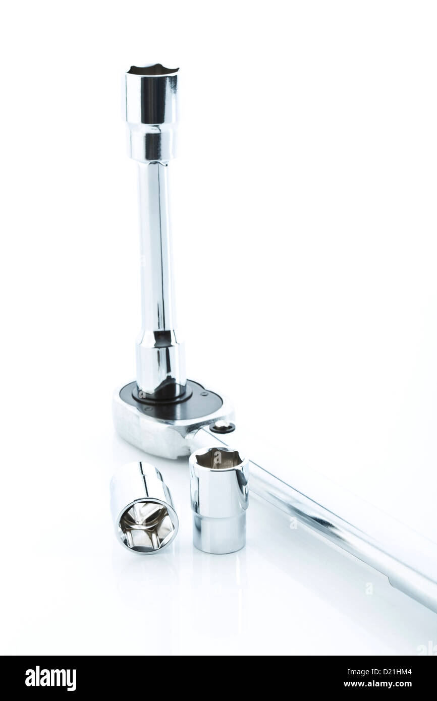 Torque wrench with dynamometric key on white background Stock Photo - Alamy