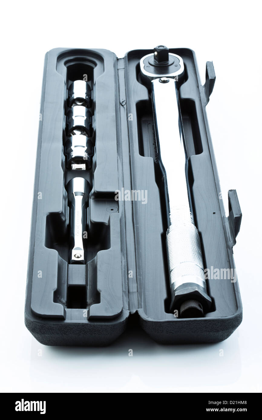 Torque wrench with dynamometric key on white background Stock Photo - Alamy