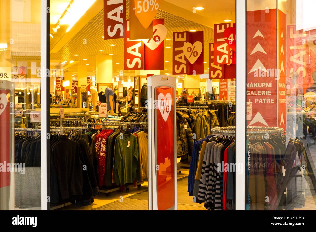 sale signs in shop Stock Photo - Alamy