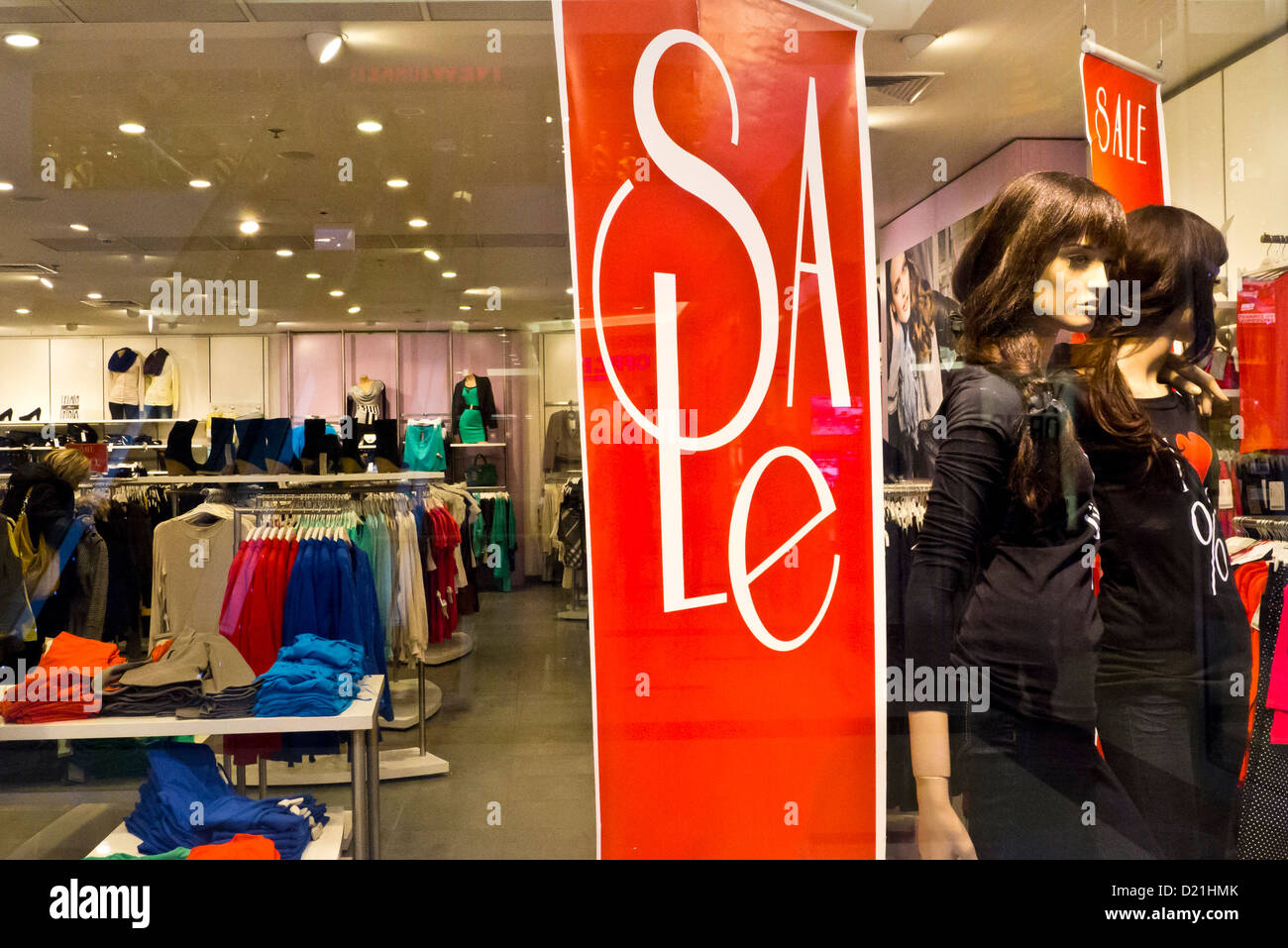 sale signs in shop Stock Photo - Alamy