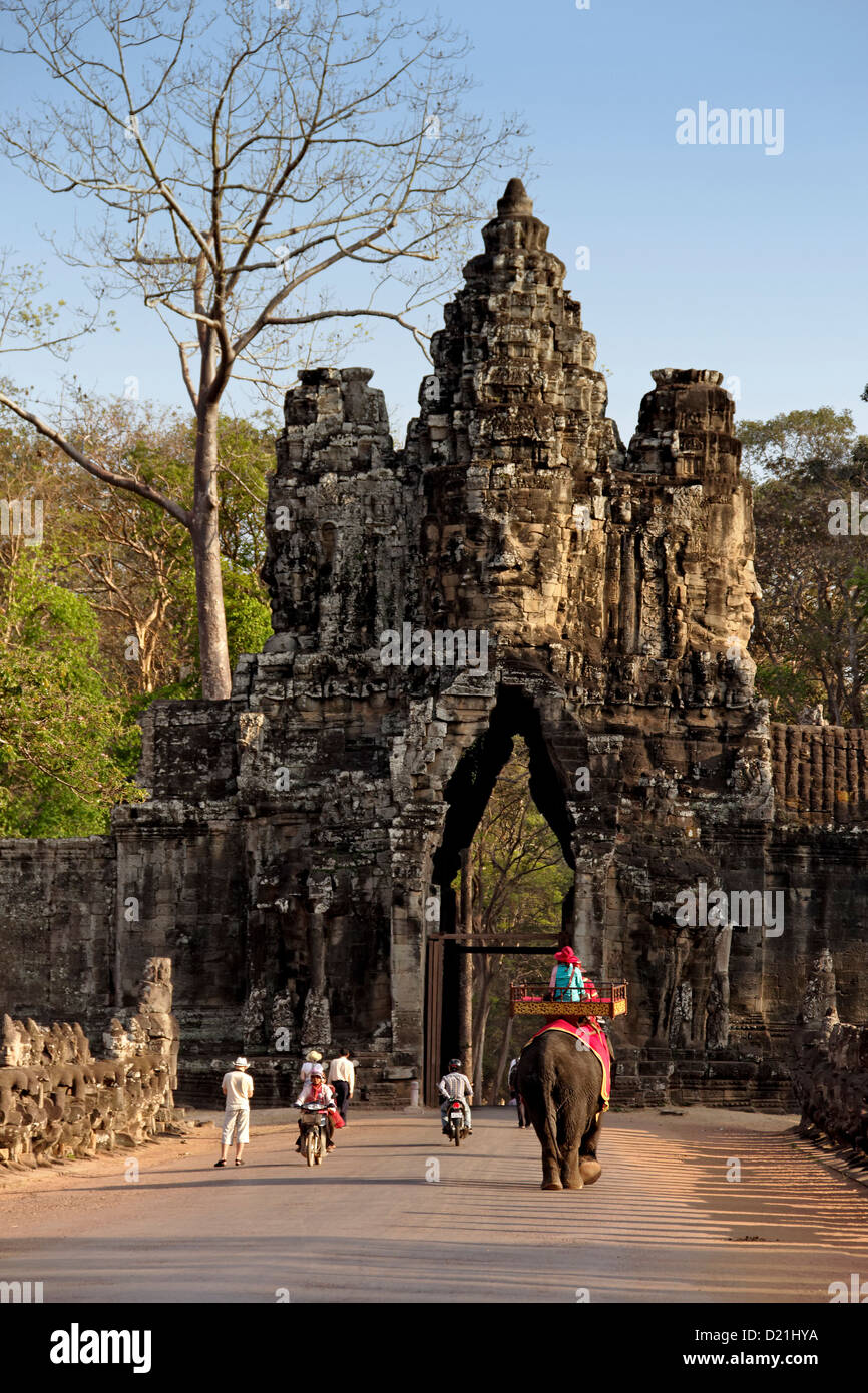 Bridge with sculptures leading to Giant Gopuram, south gate, Angkor ...