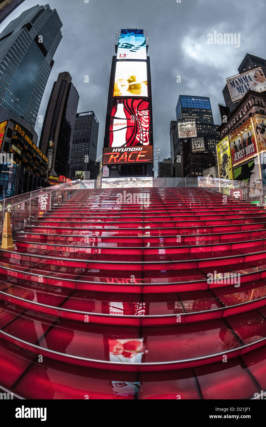 Times Square at twilight on a rainy day in New York Stock Photo - Alamy