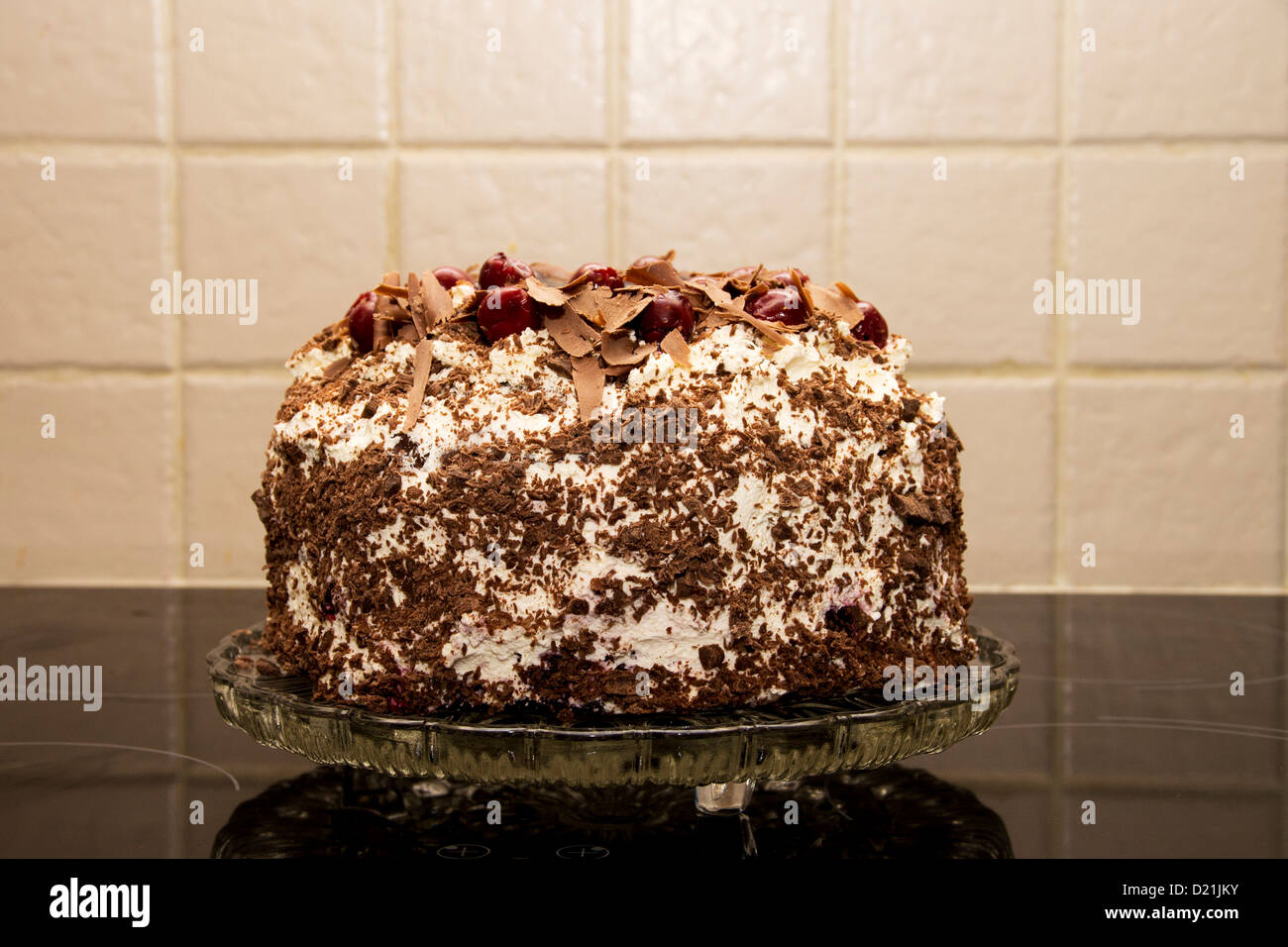 A Black forest gateau cake Stock Photo - Alamy